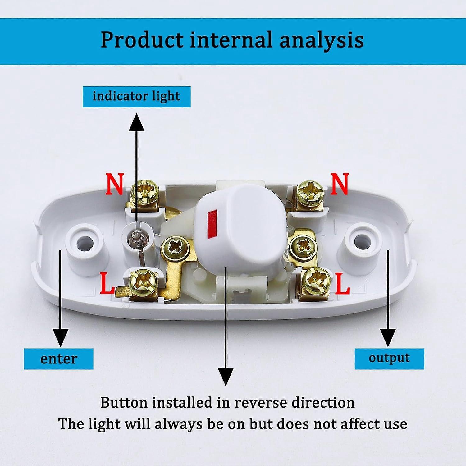 Pack of 4 Cord Switch Cable Switch Cord Switch 250 V/10 A 2-Core and 3 ...