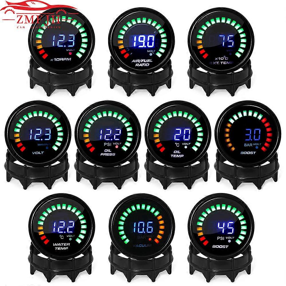 2" 52MM Digital LED Boost BAR PSI Vacuum Water Temp Oil Temp Oil Press ...
