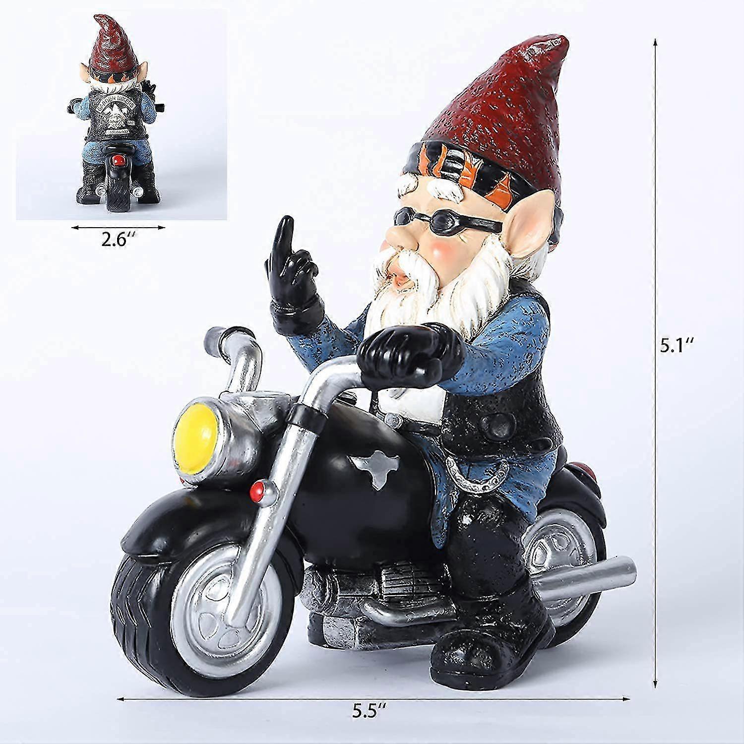 Biker Garden Gnome Statuette, Motorcycle Gear, Garden Gnomes Sculpture, Funny Garden Gnomes ...