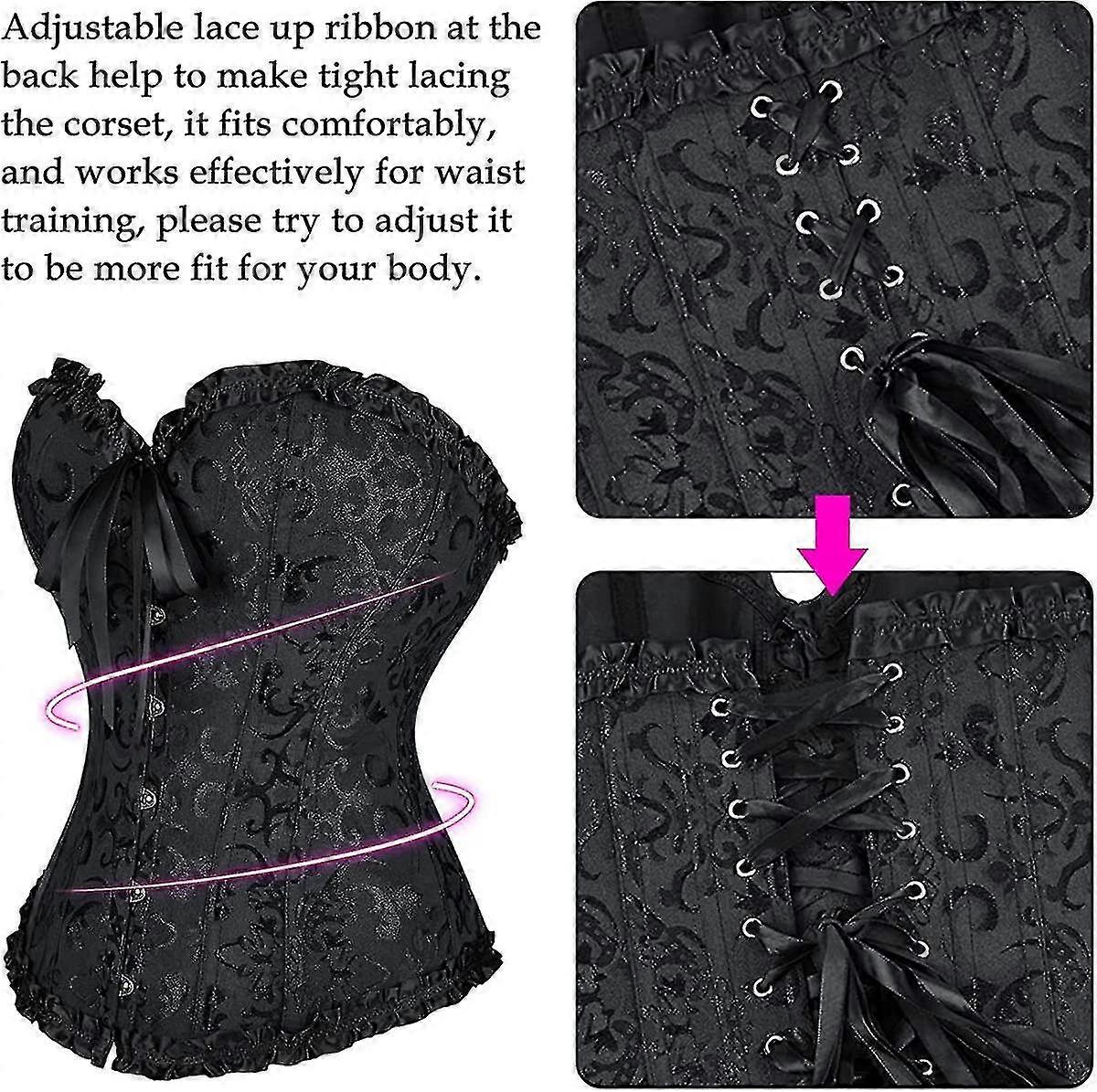 Szivyshi Women's Overbust Sweetheart Lace Up Plastic Bones Corset ...