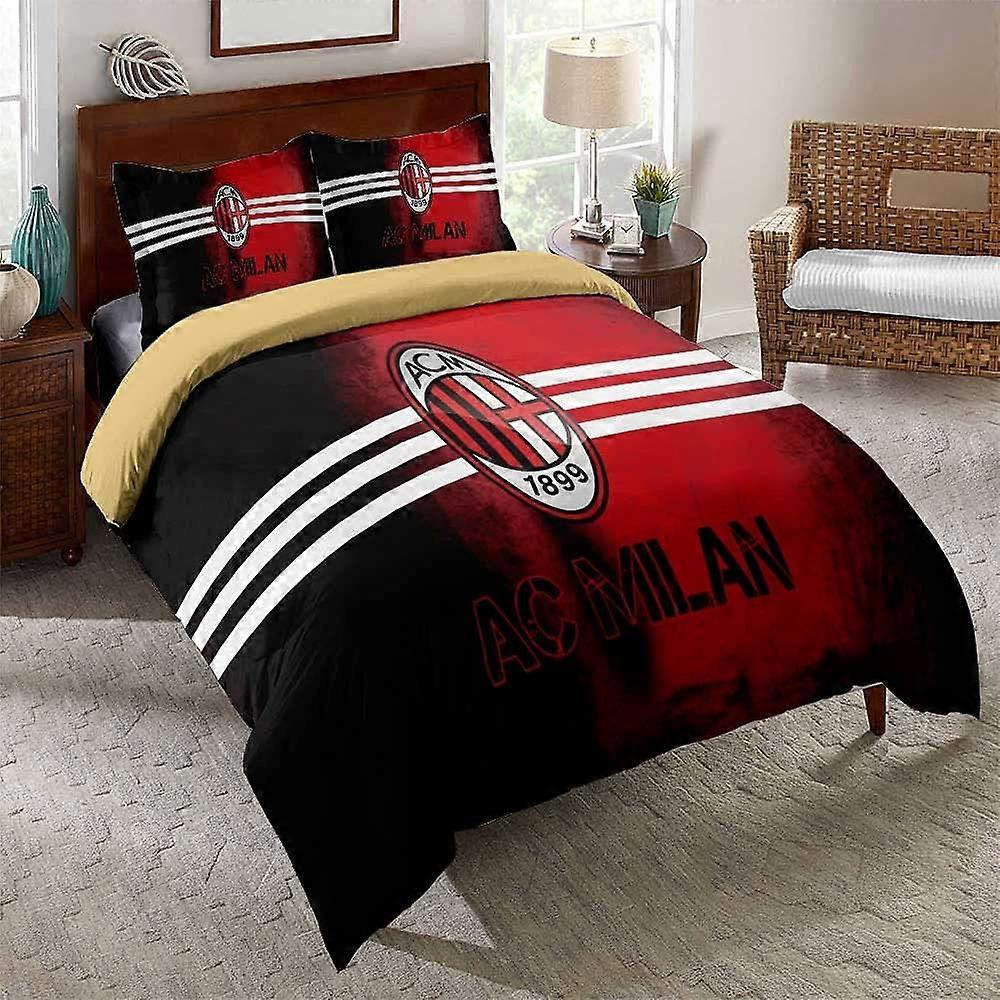 Duvet Cover Set Single Size for Kids Boys Girls Bedroom Bedding Set Football Club AC Milan Duvet ...