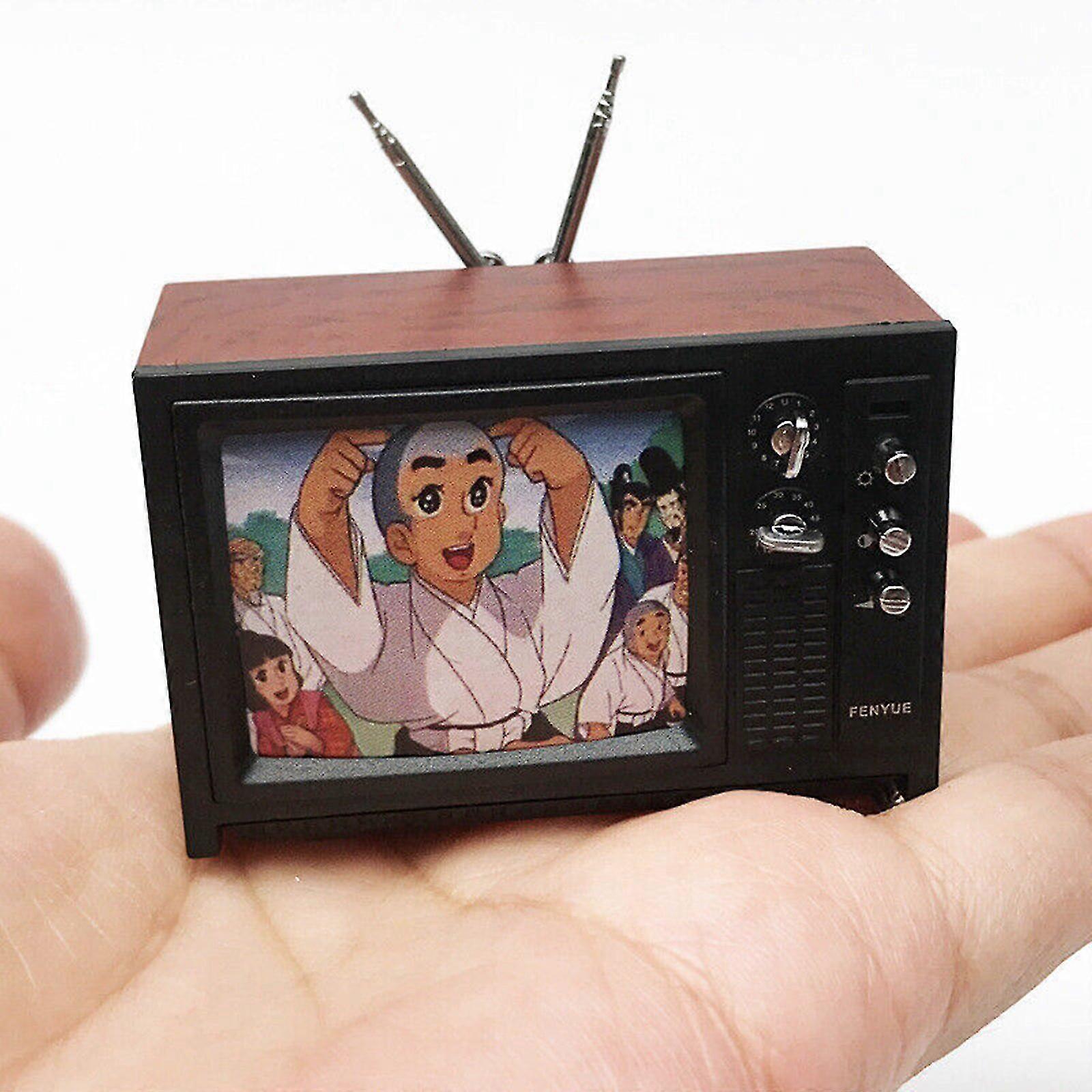 Miniature 1/12 Vintage Tv Mini Television Set Dollhouse Furniture ...