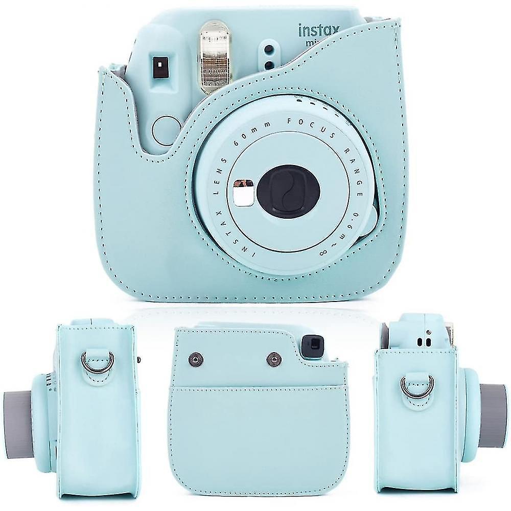 Light blue instant camera bag protective bag holder leather carrying ...