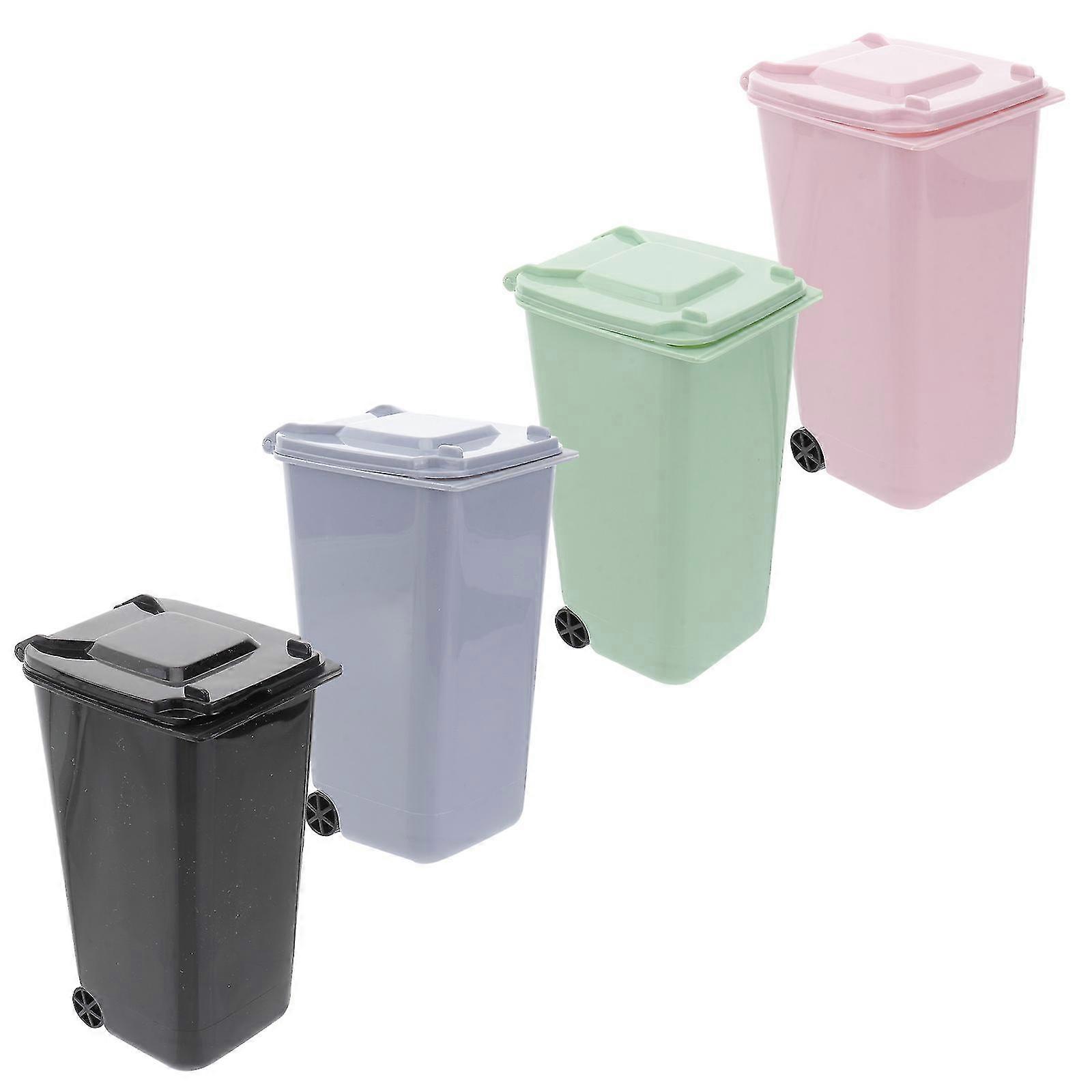 4 Pcs Trash Can Outdoor Lid Desktop Wastebasket Living Room Trash Can ...