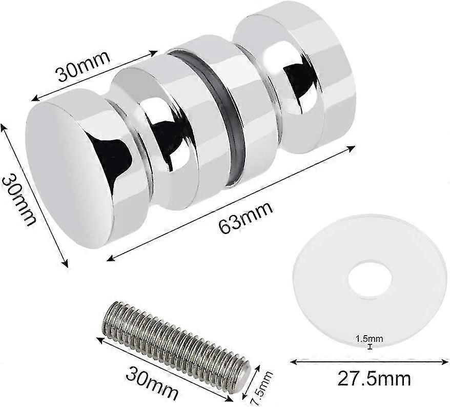 2 Pairs Stainless Steel Sliding Shower Door Knobs Glass Shower Door Handles For Bathroom Kitchen ...