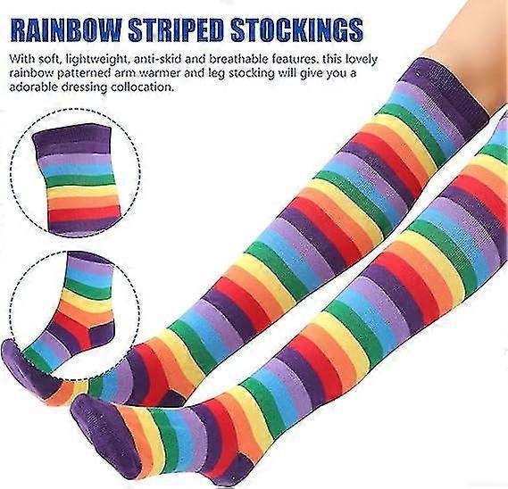 Leg Warmers Gloves For Women, Rainbow Strips Arm Warmer Leg Stocking ...