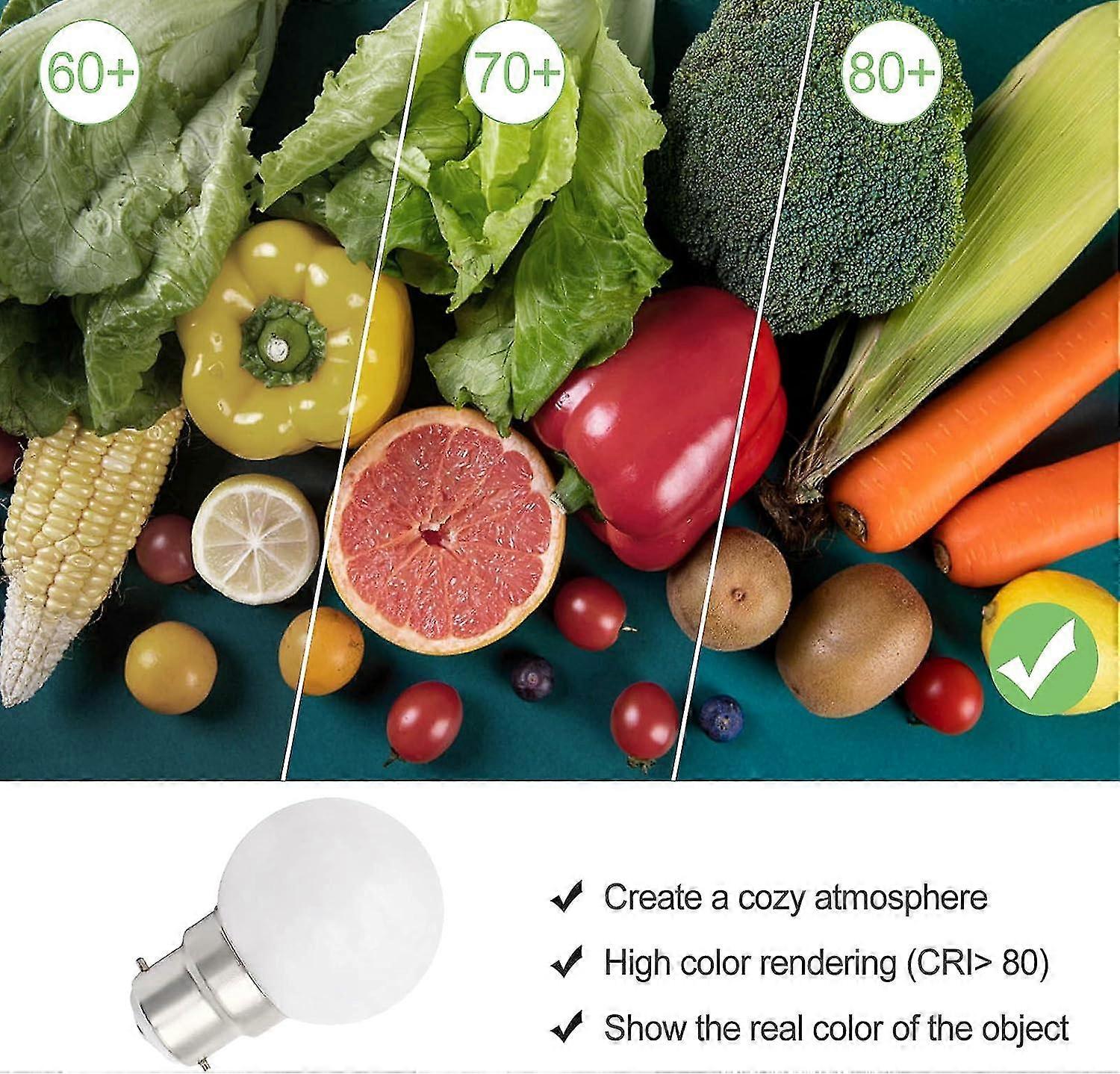 6Pcs B22 LED Bulb 3W Golf Ball Bulbs B22 Bayonet Small Globe Light Bulb ...