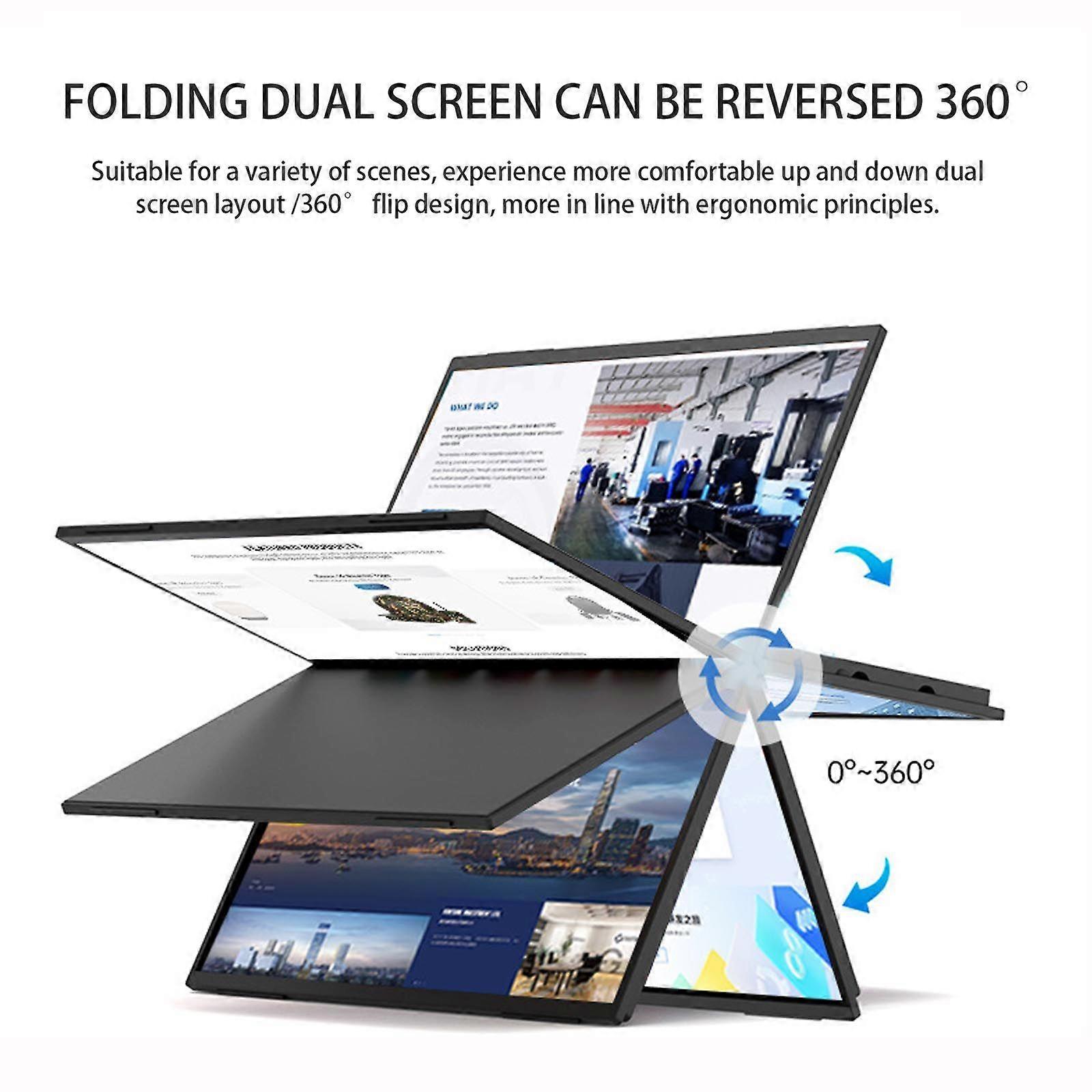 Dual Screen Folding Monitor 15.6" Dual Display Laptop Monitor Extender ...
