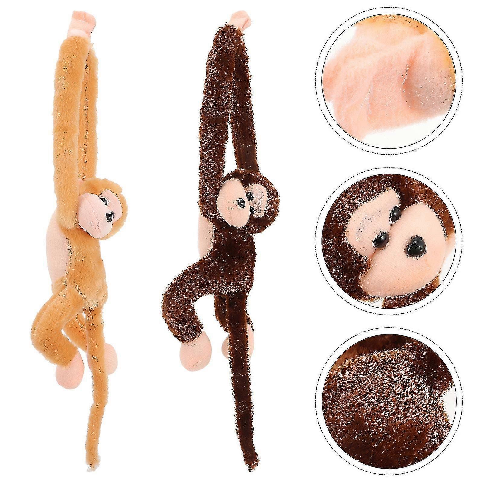 2 Pcs Stuffed Animals Kids Hanging Monkey Plush Toy Nursery Room Decor ...