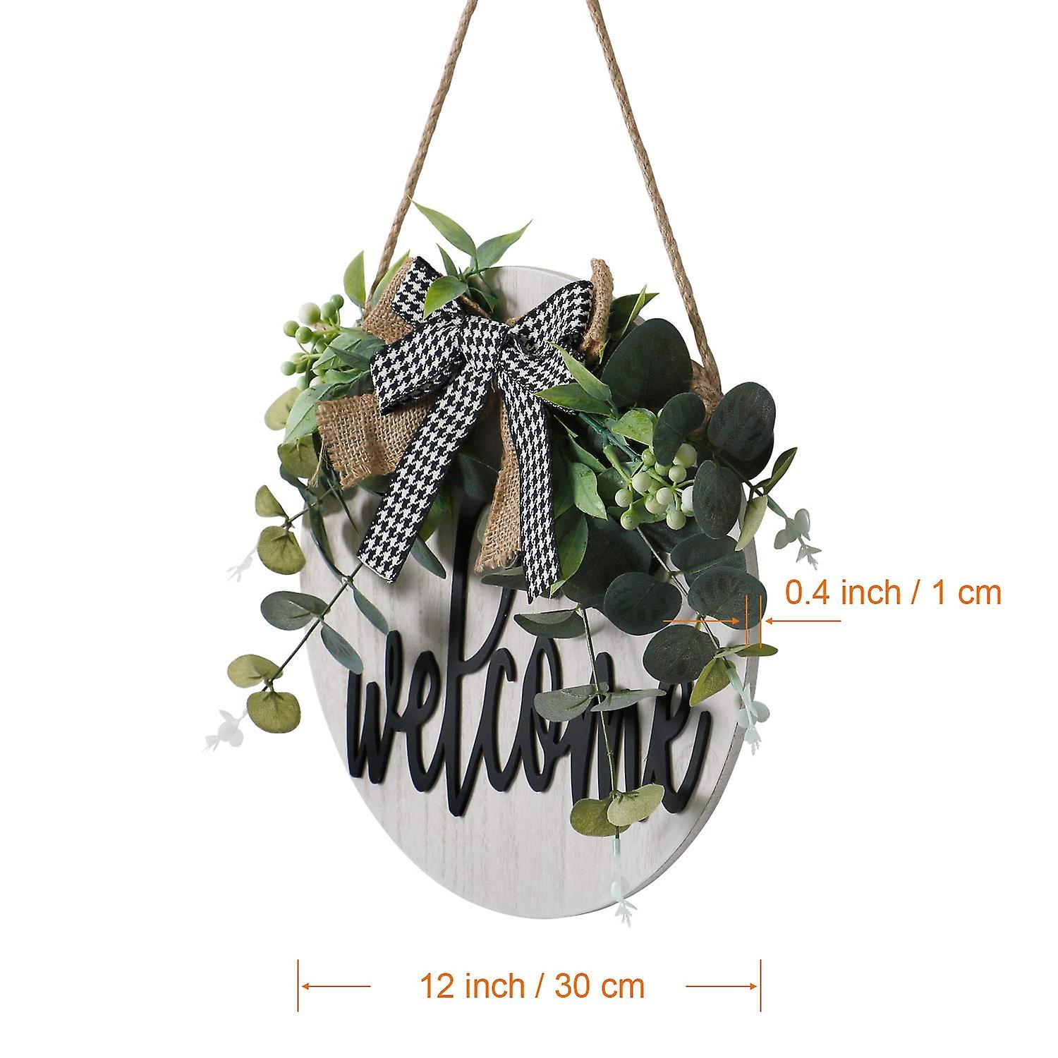 Welcome Sign Front Door Welcome Wreaths Wooden Sign For Farmhouse Porch ...