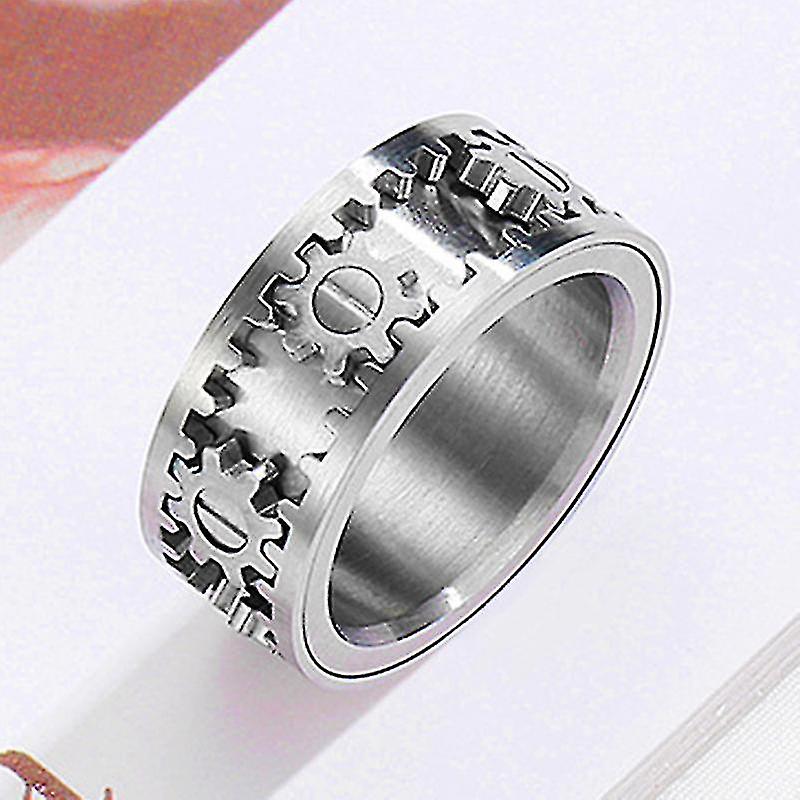 Rotating Gear Ring Stainless Steel Machinery Wind Designer Decompression Ring | Fruugo UK