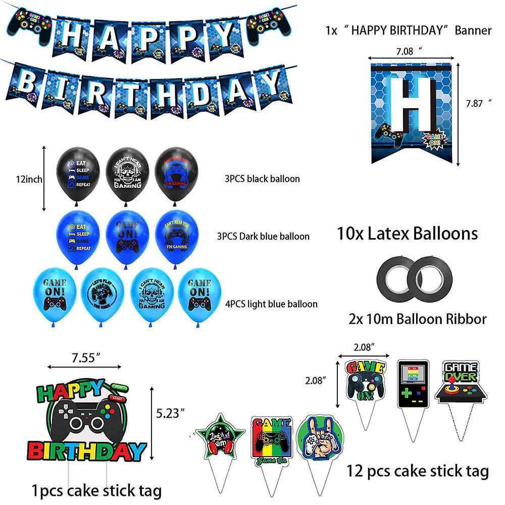 Video Game Party Supplies Set Birthday Decoration For Boys - Including ...