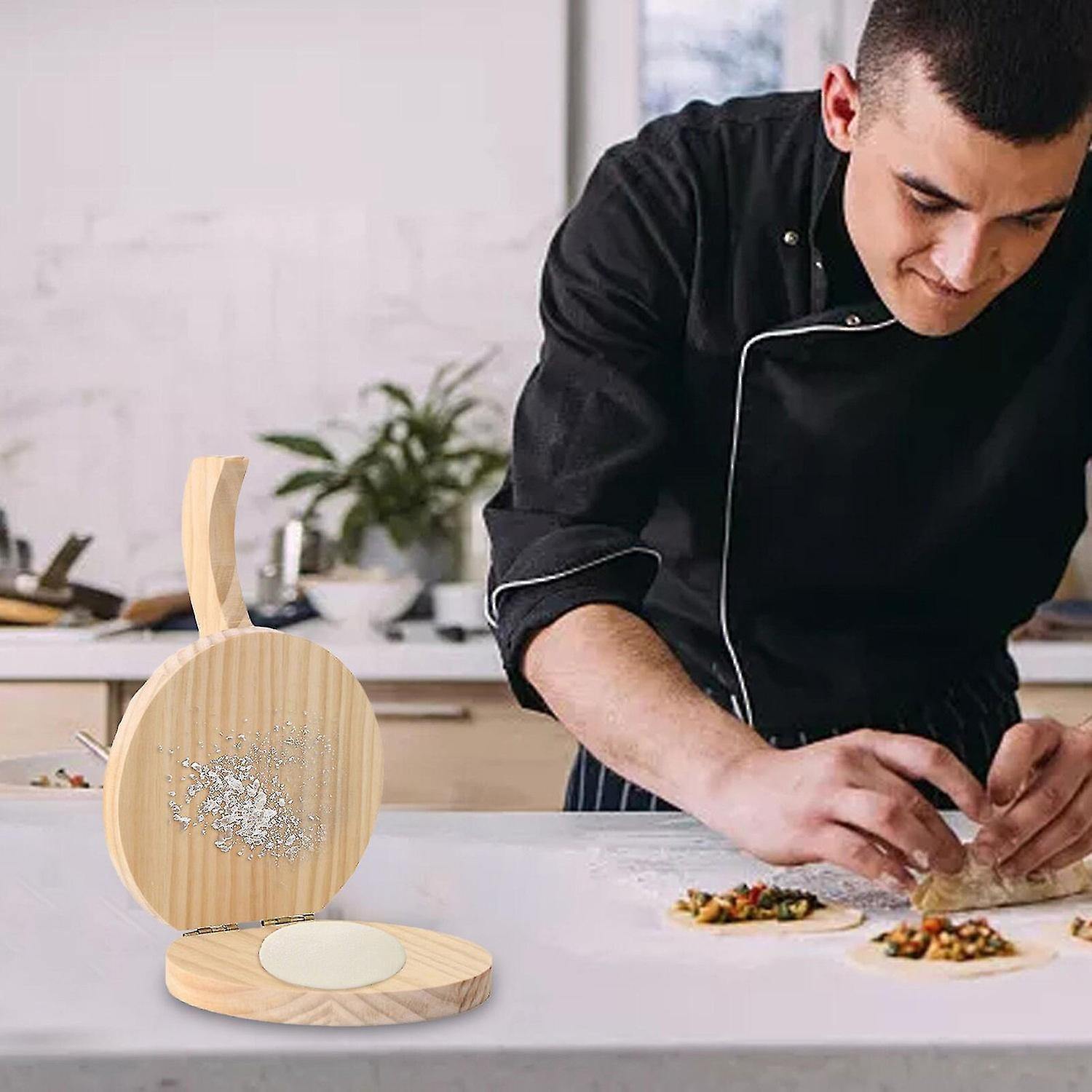 Tortilla Press Roti Maker with Rolling Pin Large Bamboo Wood Tortilla ...