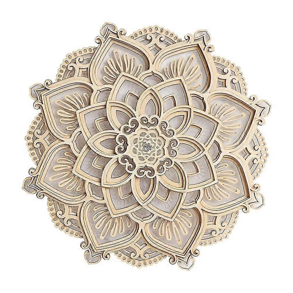 Led Night Light Modern Wall Decor With Usb Ports Elegant Wooden Mandala ...
