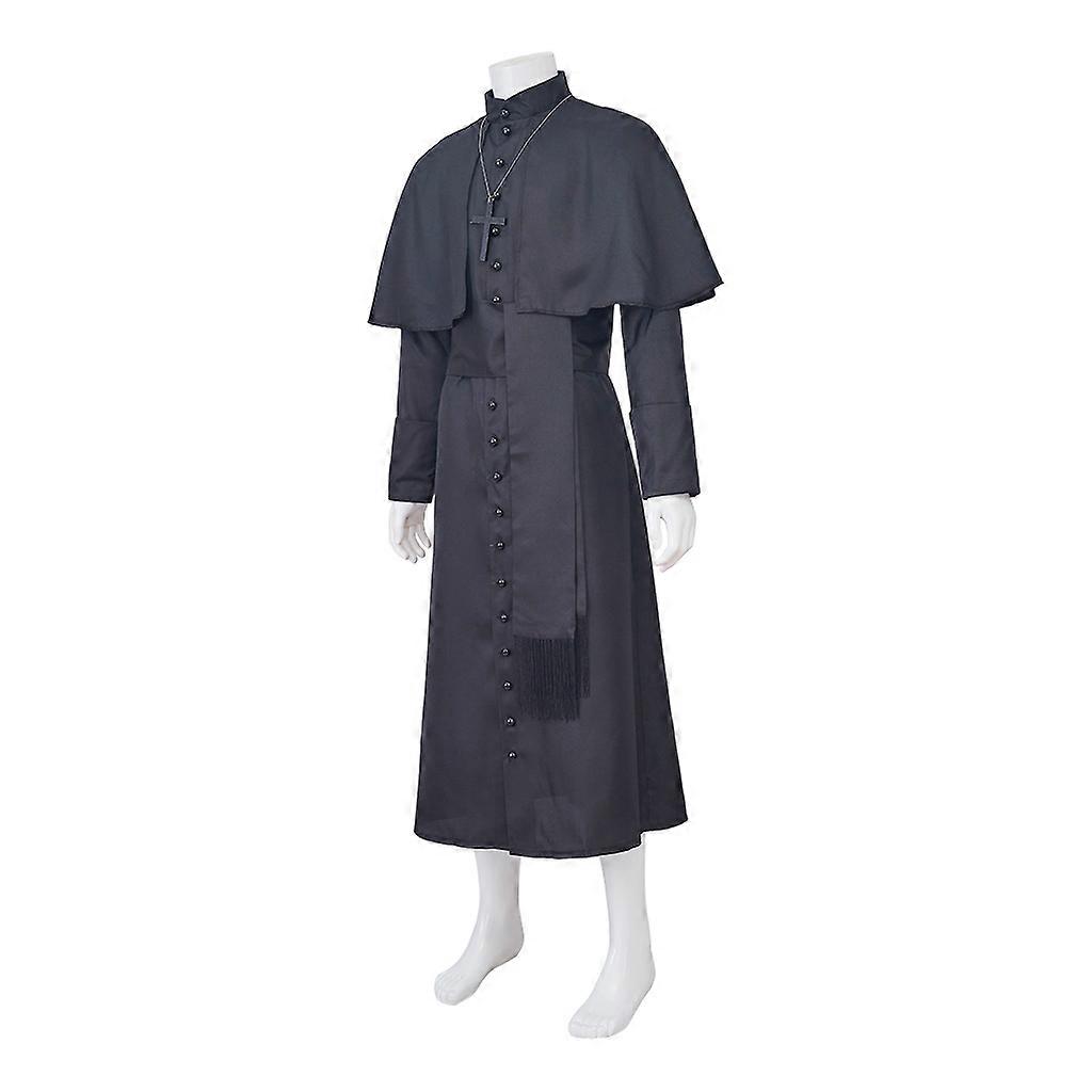 Medieval Priest Costume for Men Clergy Roman Cassock Robe Priest ...