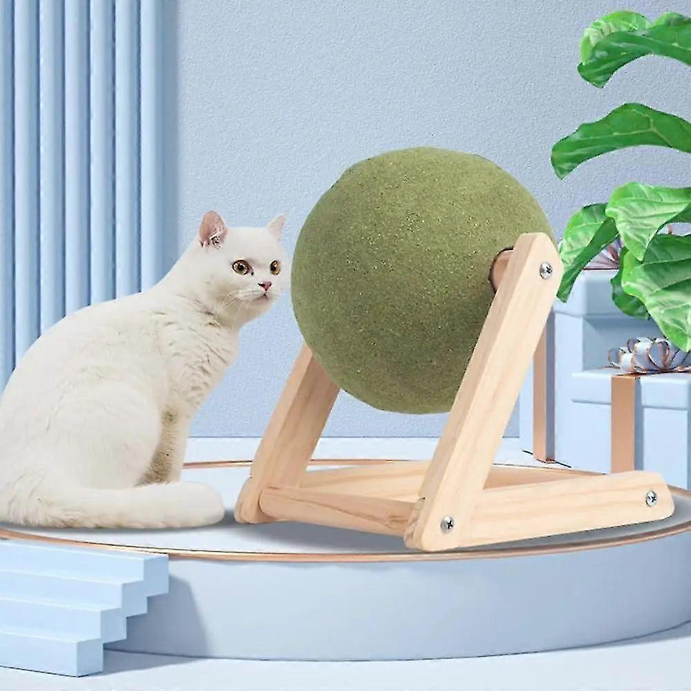 Catnip Floor Ball Toy,giant Catnip Ball With Stand,rotatable Catnip Roller Ball Floor Mount,cat ...
