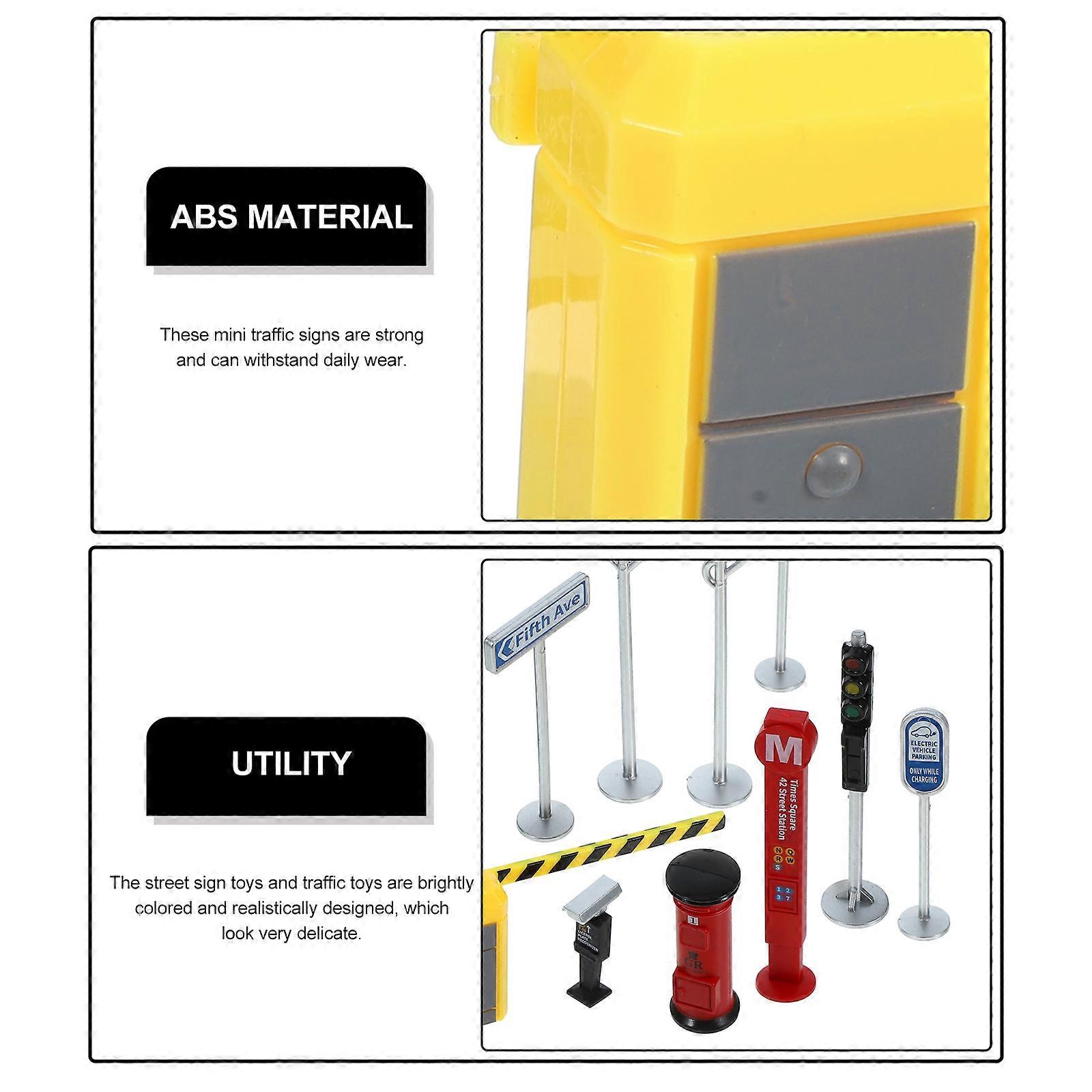 1 set of Play Traffic Signs Street Signs Playset for Kids Play Traffic ...