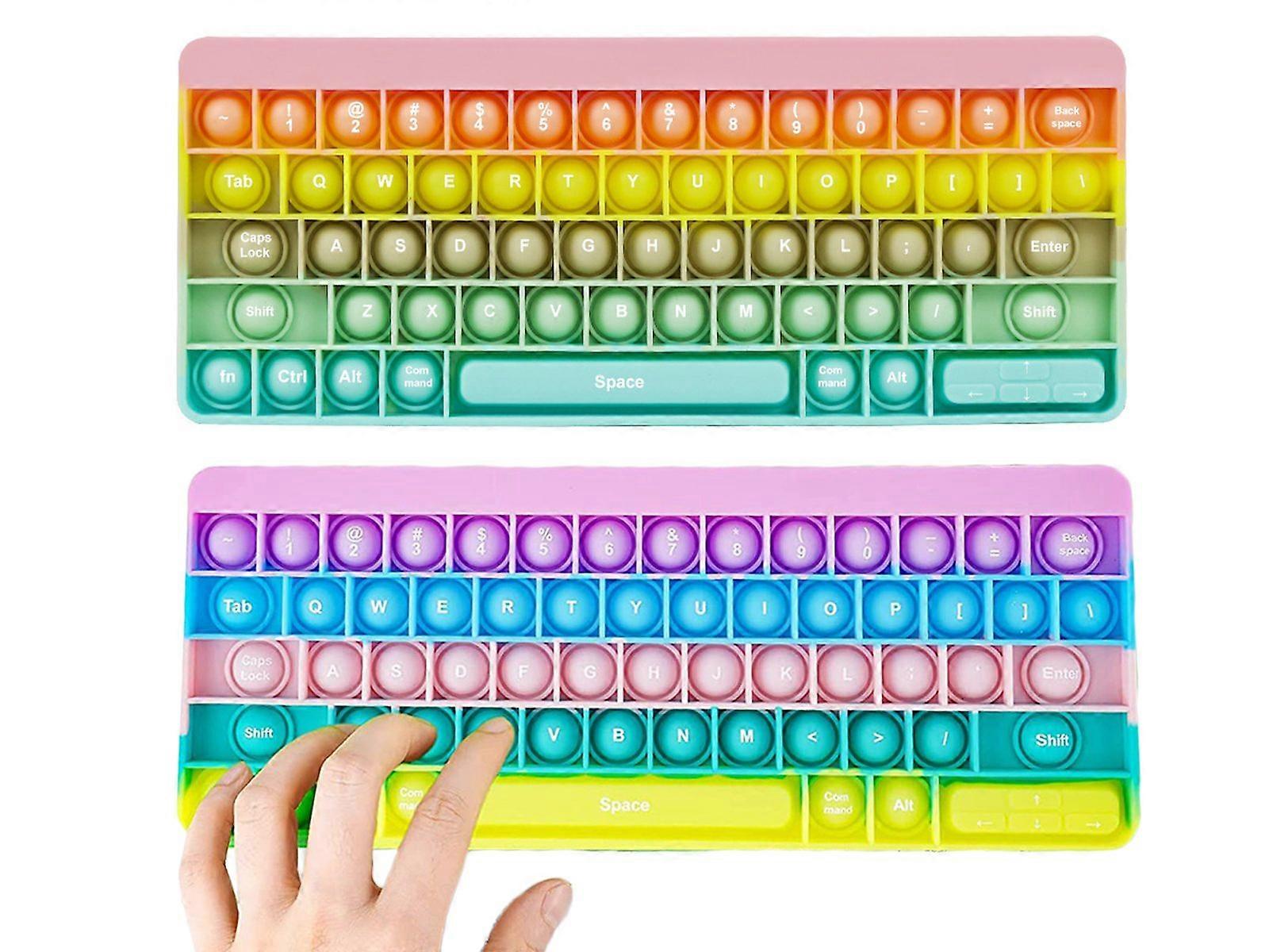 2 Purple Orange Push Pop Fidget Toy Bubble Push Pop Keyboard Stress ...