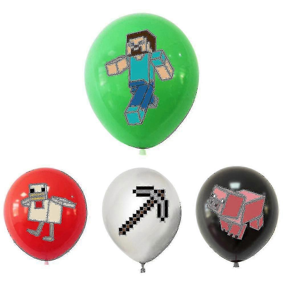 Minecraft Themed Happy Birthday Party Balloon Set Decors Supplies Banner Pull Flag Cake Toppers ...