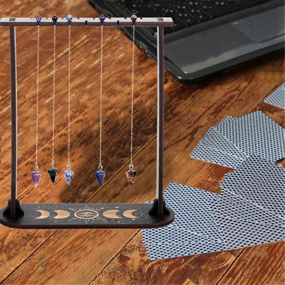 Wood Wiccan Crystal Holder Wooden Pendulum Display Stand Dowsing ...