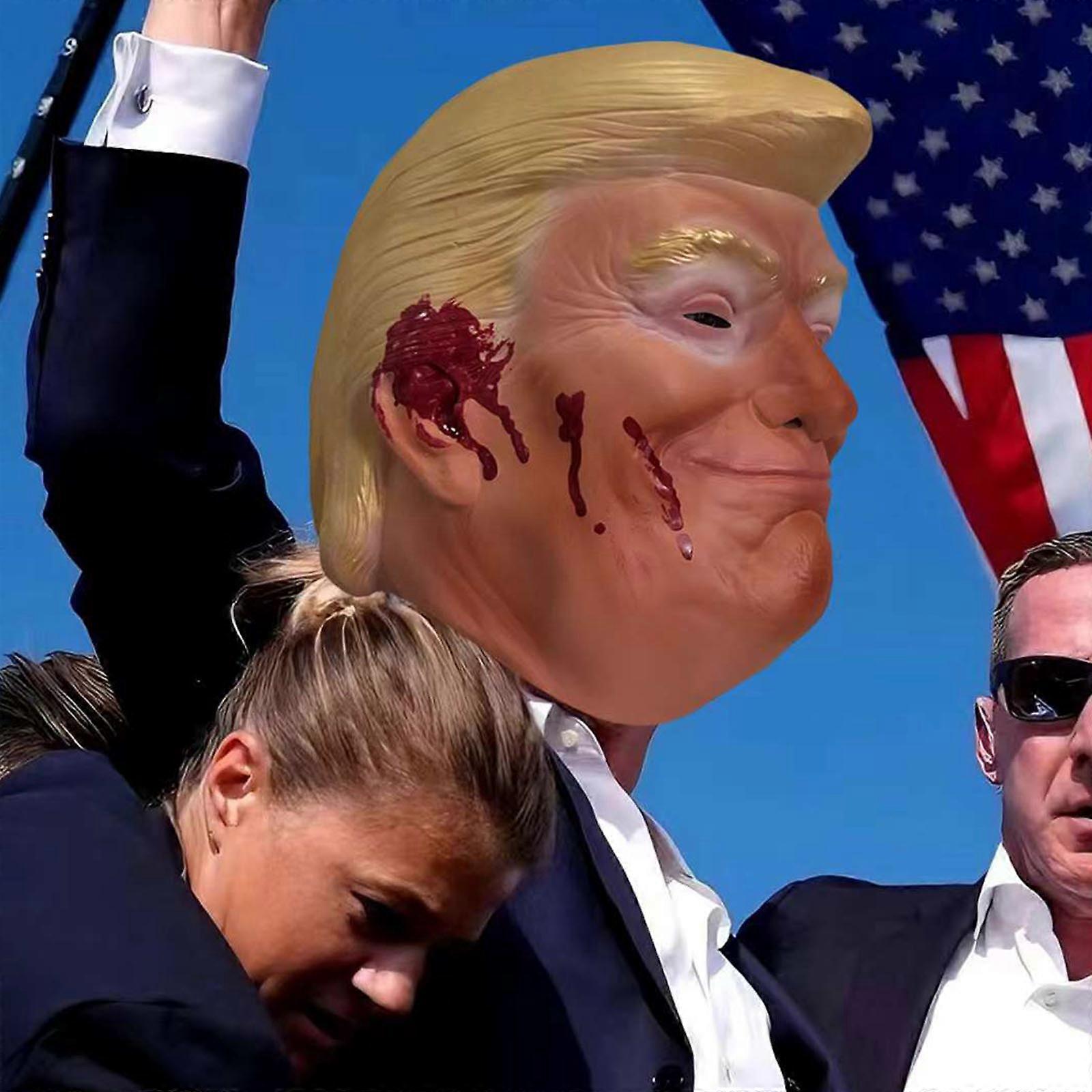 Trump Fight Shooting Injury Head Cover, 2024 Halloween Mask, Waterproof ...