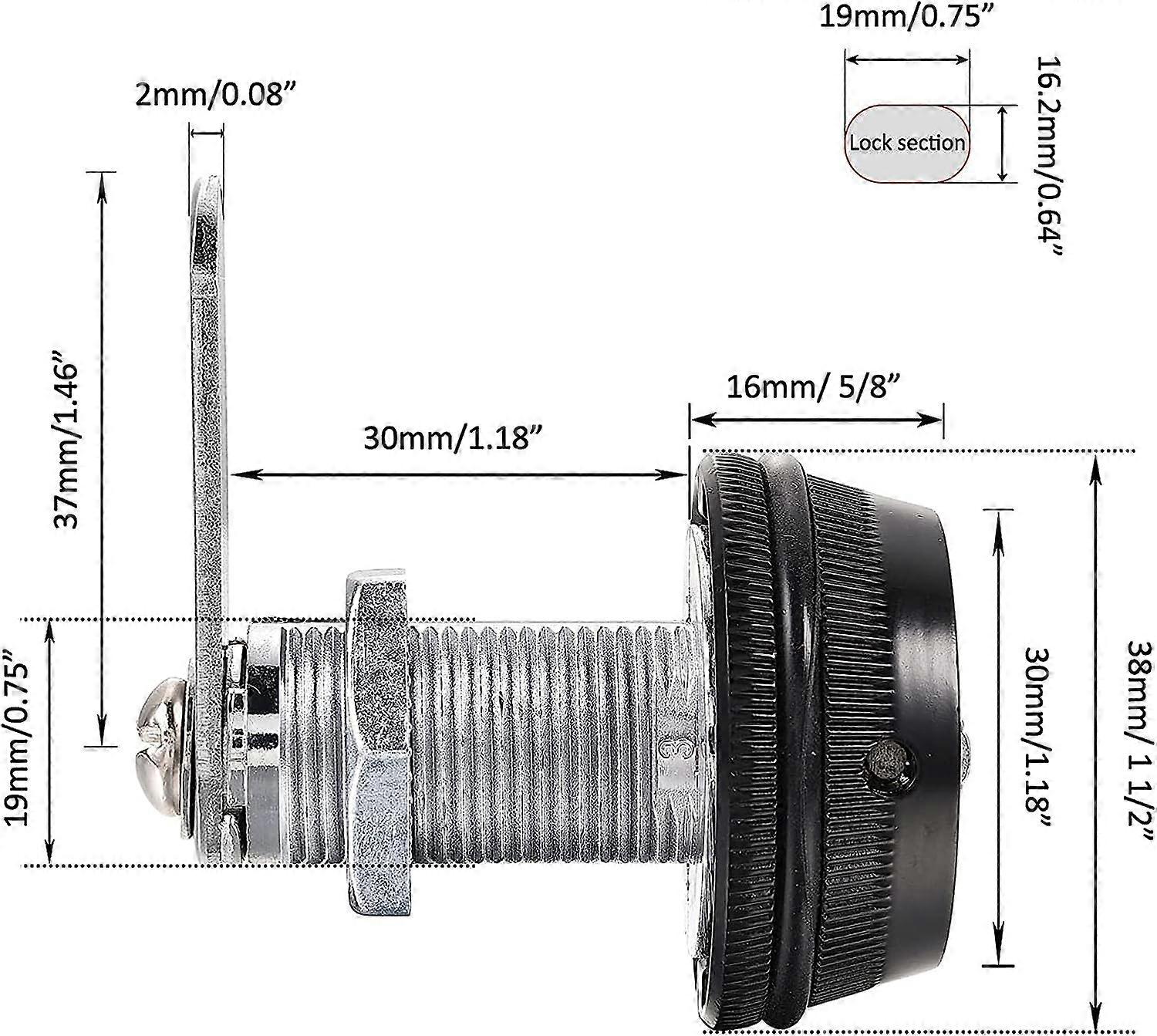 3 Digit Combination Lock Black Zinc Alloy Mechanical Code Lock Code Box ...