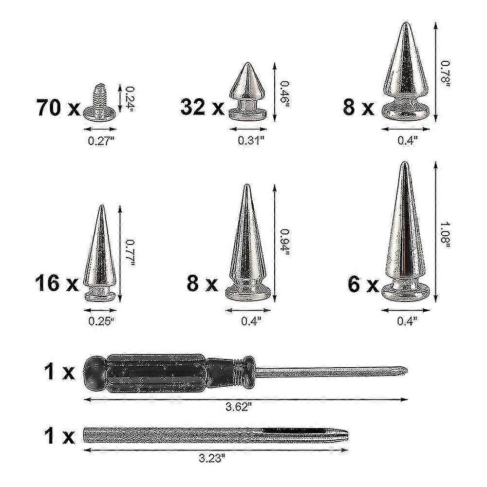 70 Sets Silver Mixed Shape Spikes And Studs Cone Croc Spikes Leather ...