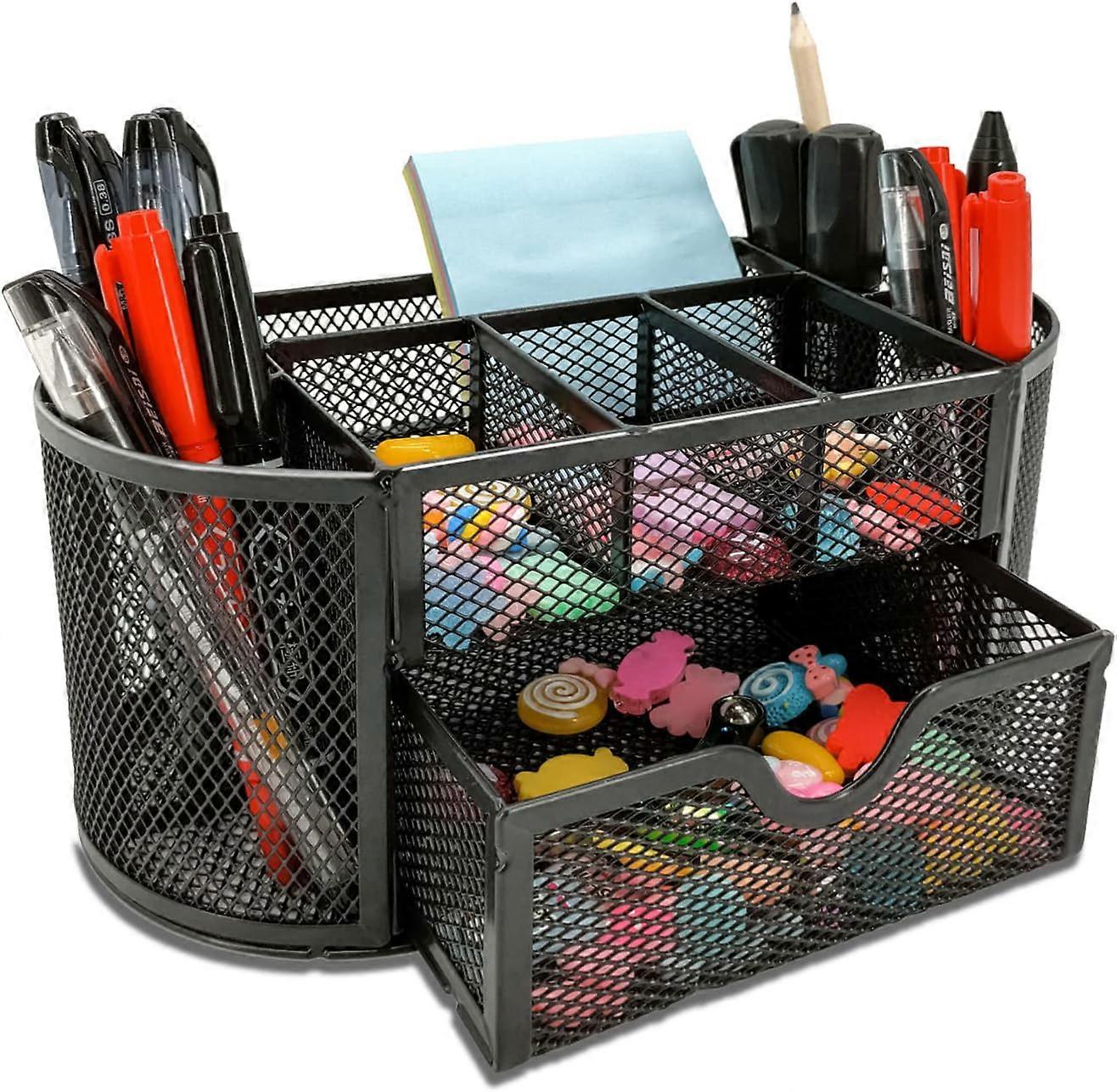 Desk Organizer with Drawer, Desktop Organizer and Accessories with 9 ...
