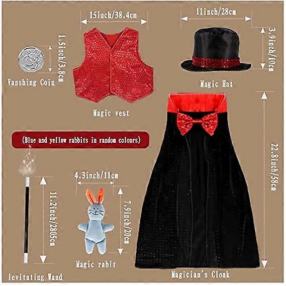Magician costume accessories set, magician costume with magic hat, wand ...