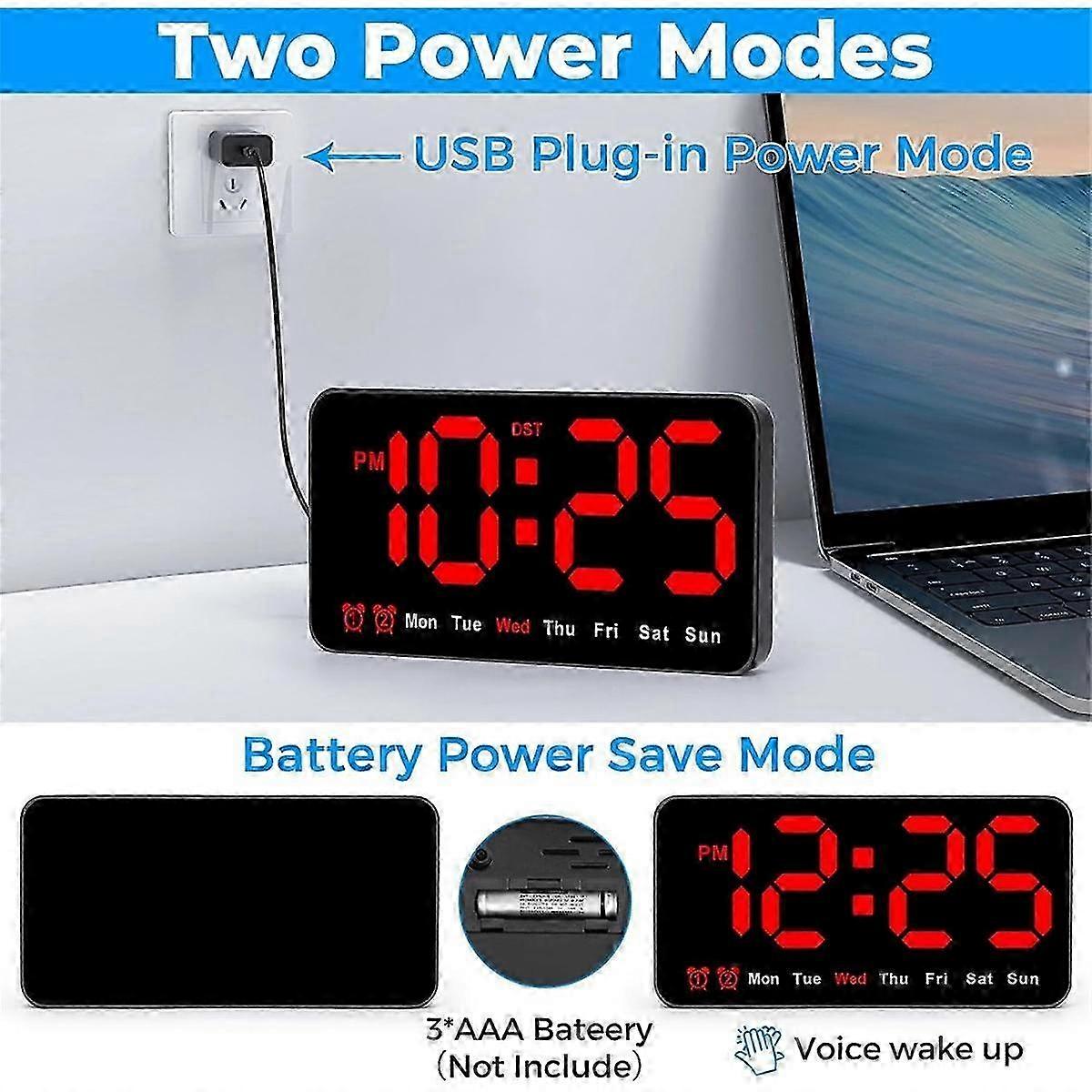 Digital Wall Clock, 9inch Led Digital Clock Display With 12/24h, Big ...