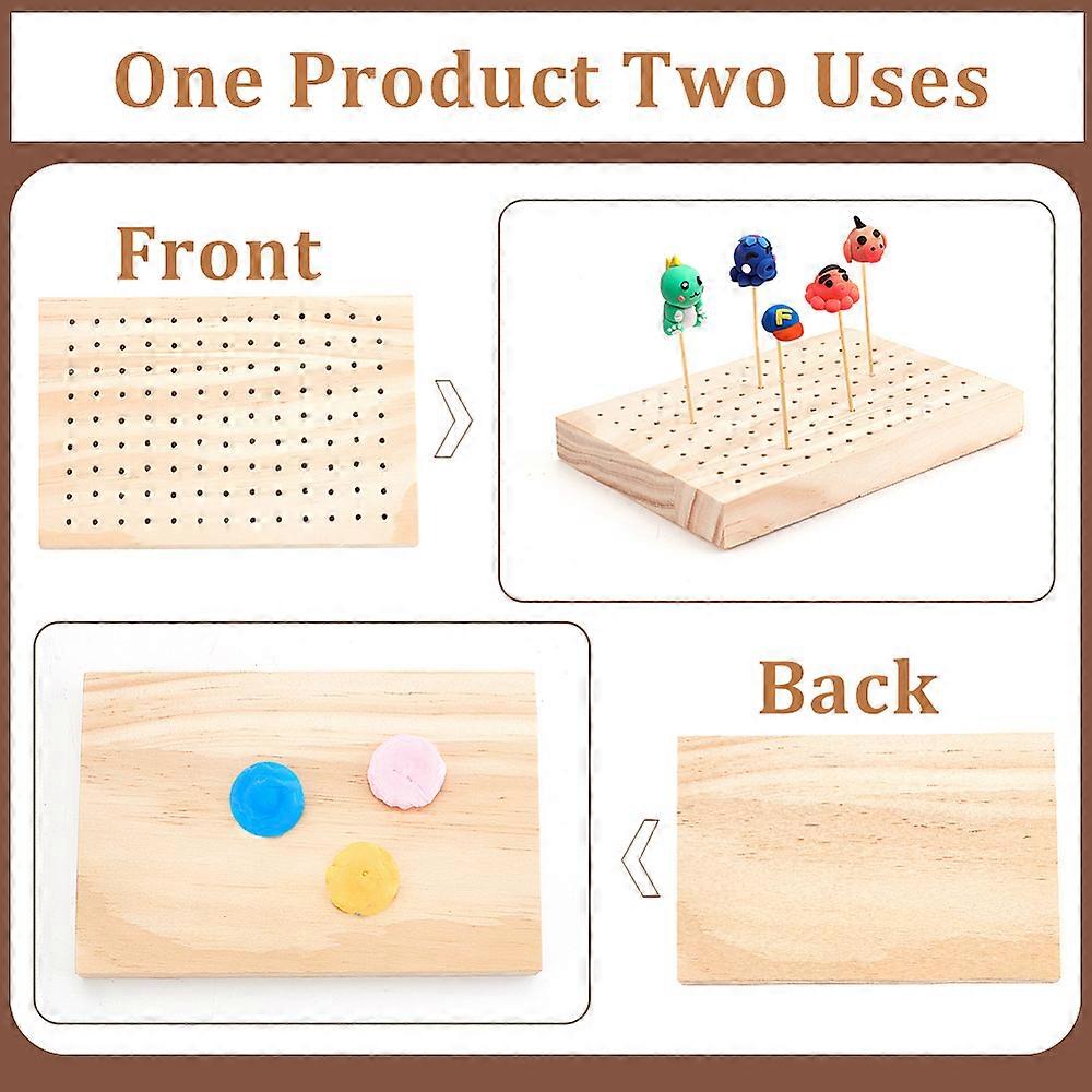 117 Holes Oak Wooden Food Skewer Holder Food Display Board Clay ...