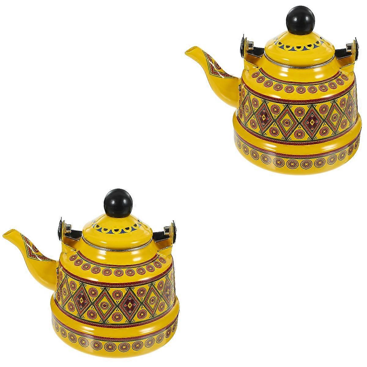 Vintage Tea Kettle for Daily Use 2Pcs Enamel Stovetop Water Kettle ...