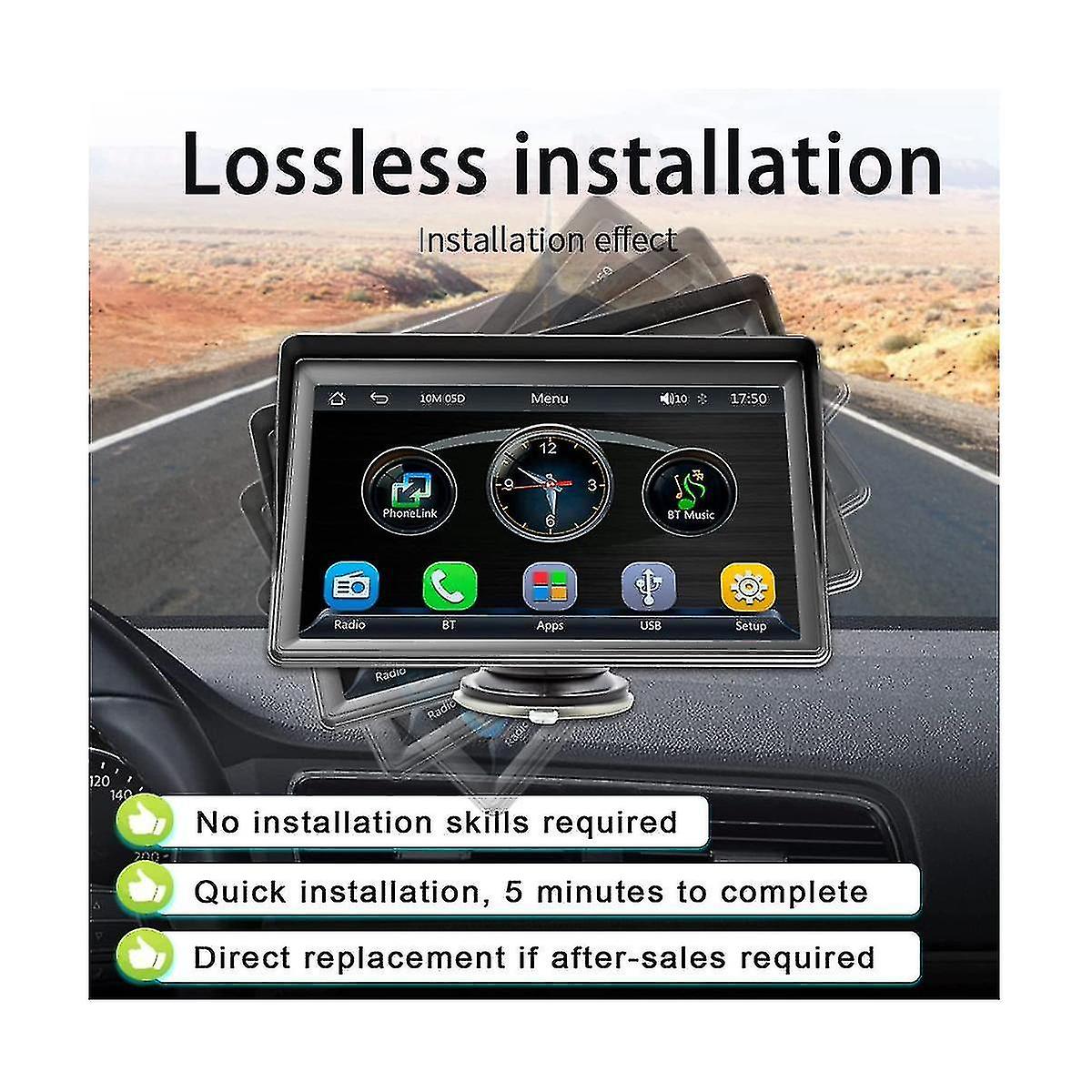 Portable Dash Mount Carplay Display 7in Touch Screen, Gps Navigatin ...