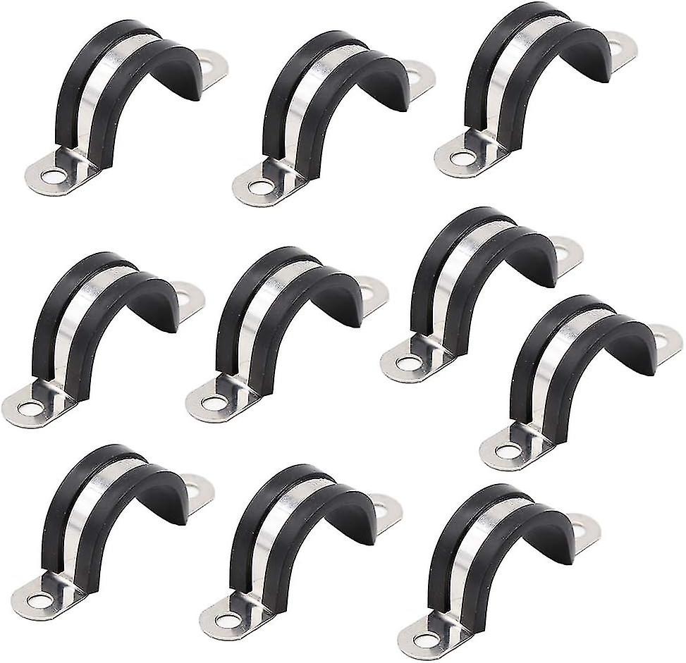 10 Pieces 25mm U-pipe Clips With Rubber Cushioned Cable Clamp Rubber ...