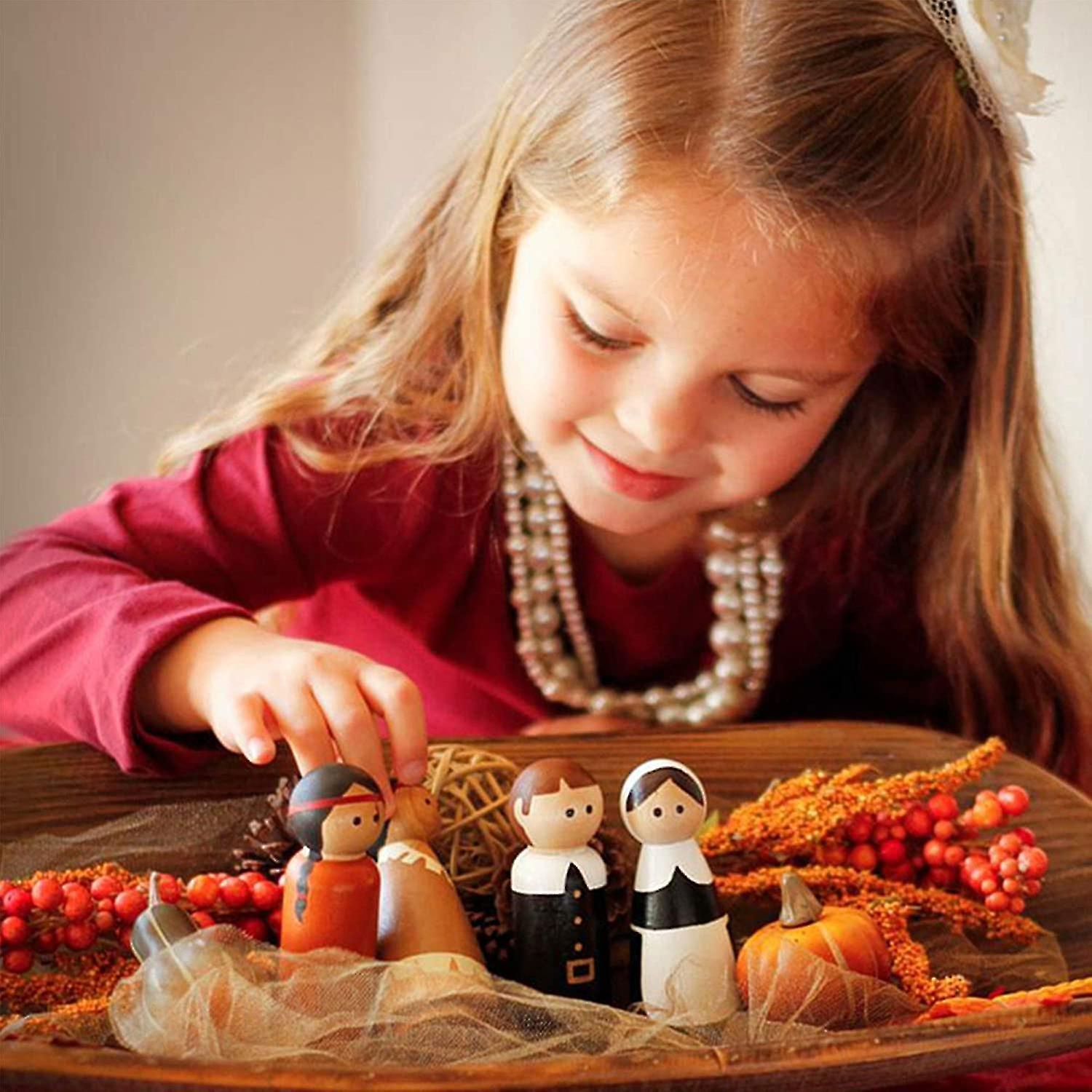 50 Pieces Wooden Figures For Painting, Toy Figures Wooden Family ...