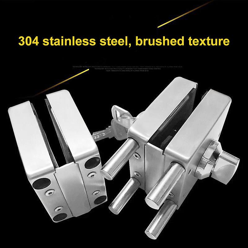 Stainless Steel 10-12mm Glass Door Lock Double Sides Open No Drilling ...