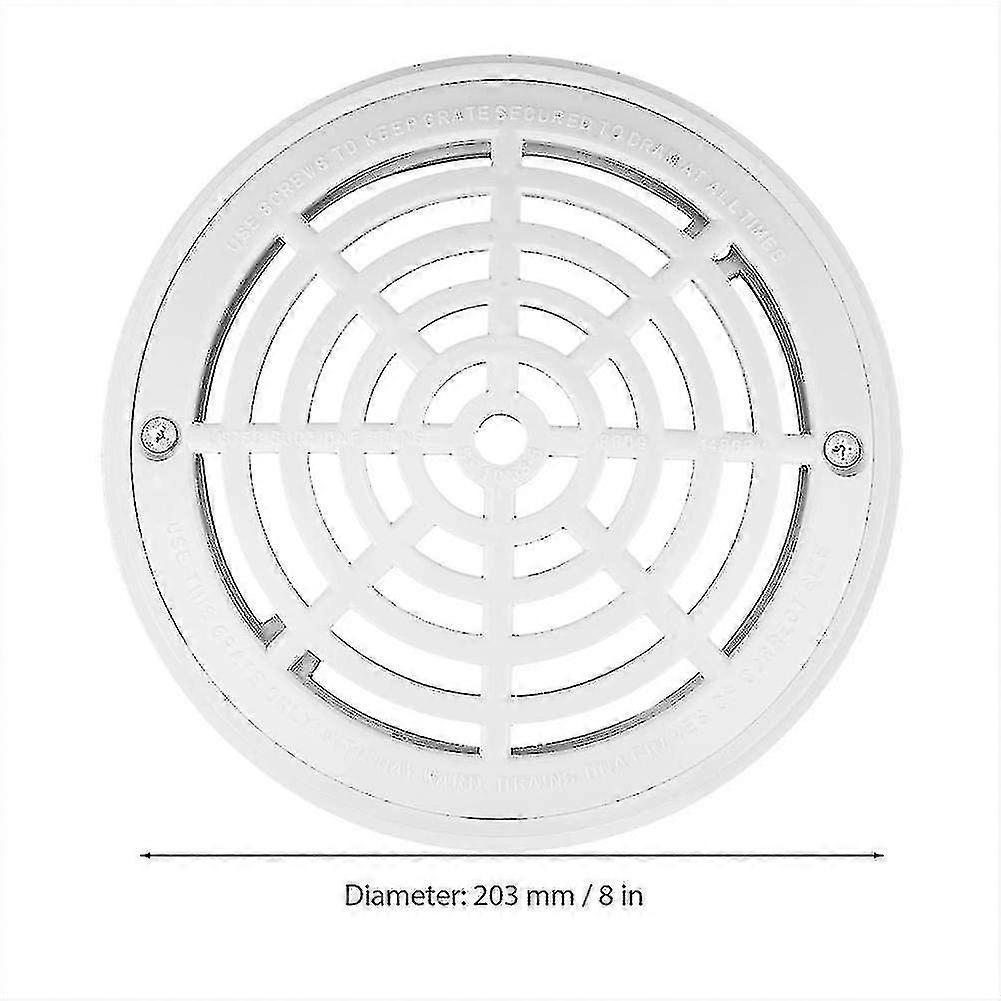 8inch Pool Main Drain Cover The Top Grate Bottom Mounting Plates White ...