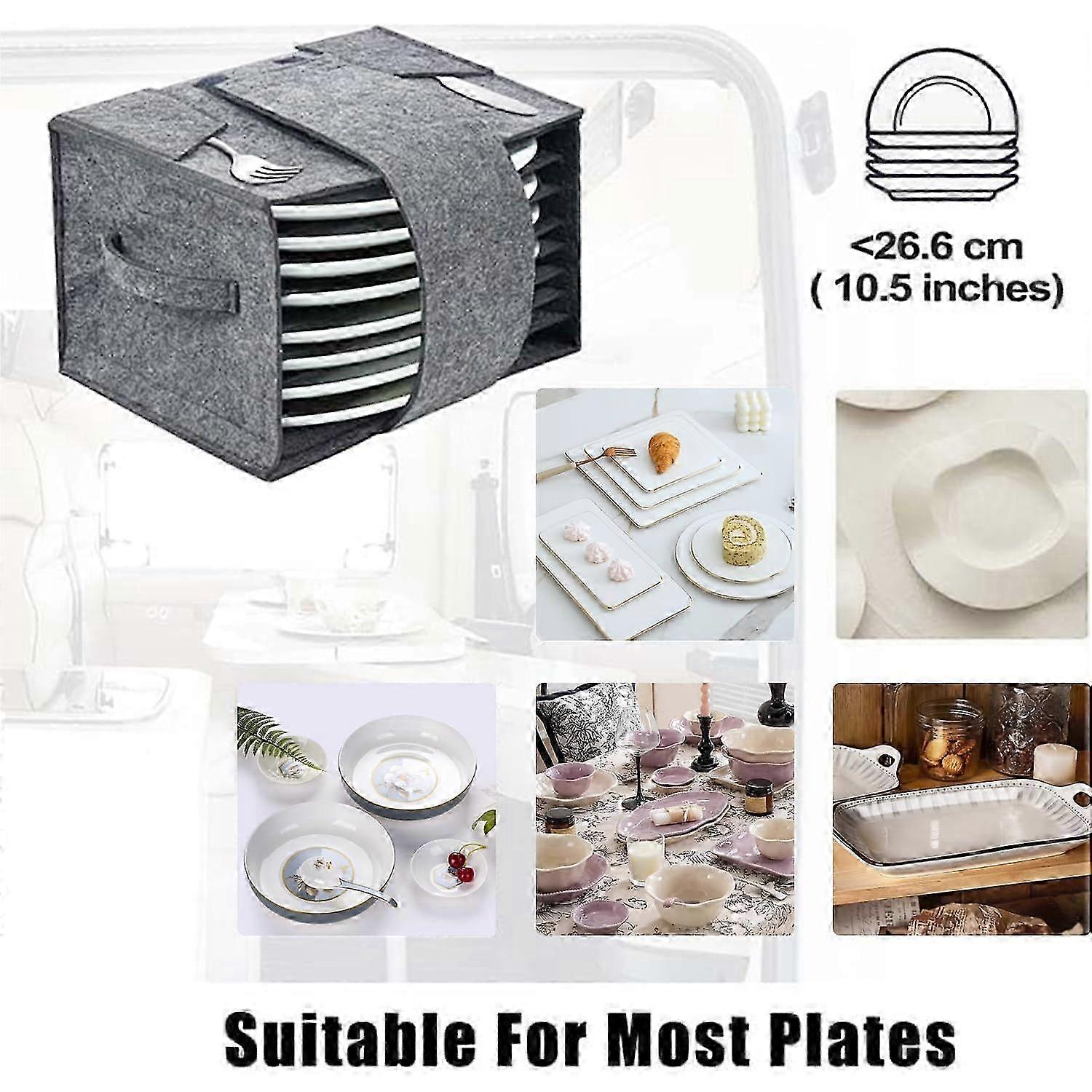 Caravan Plate Holder, Camping Dinnerware Storage Felt Bag with Side ...