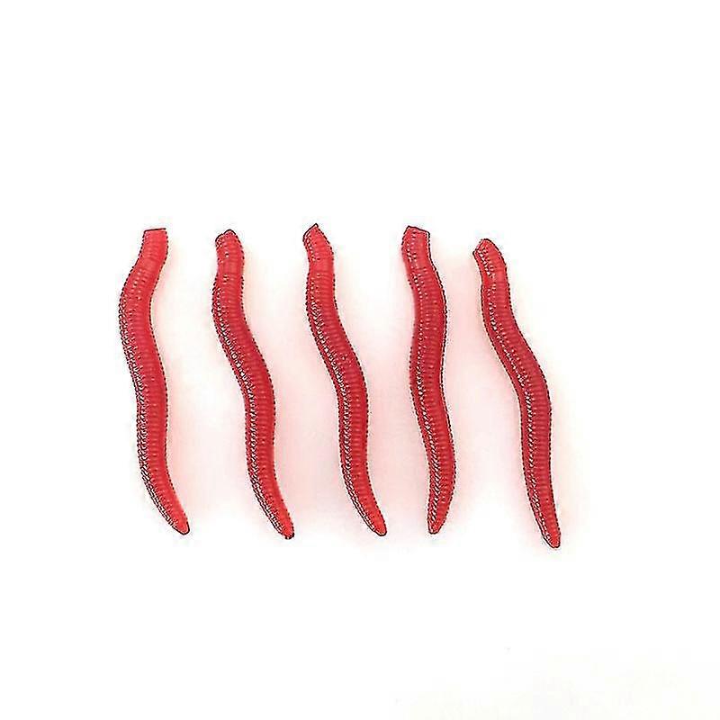 100pcs Soft Plastic Lifelike Fake Red Earthworm Artificial Worm Fishing ...