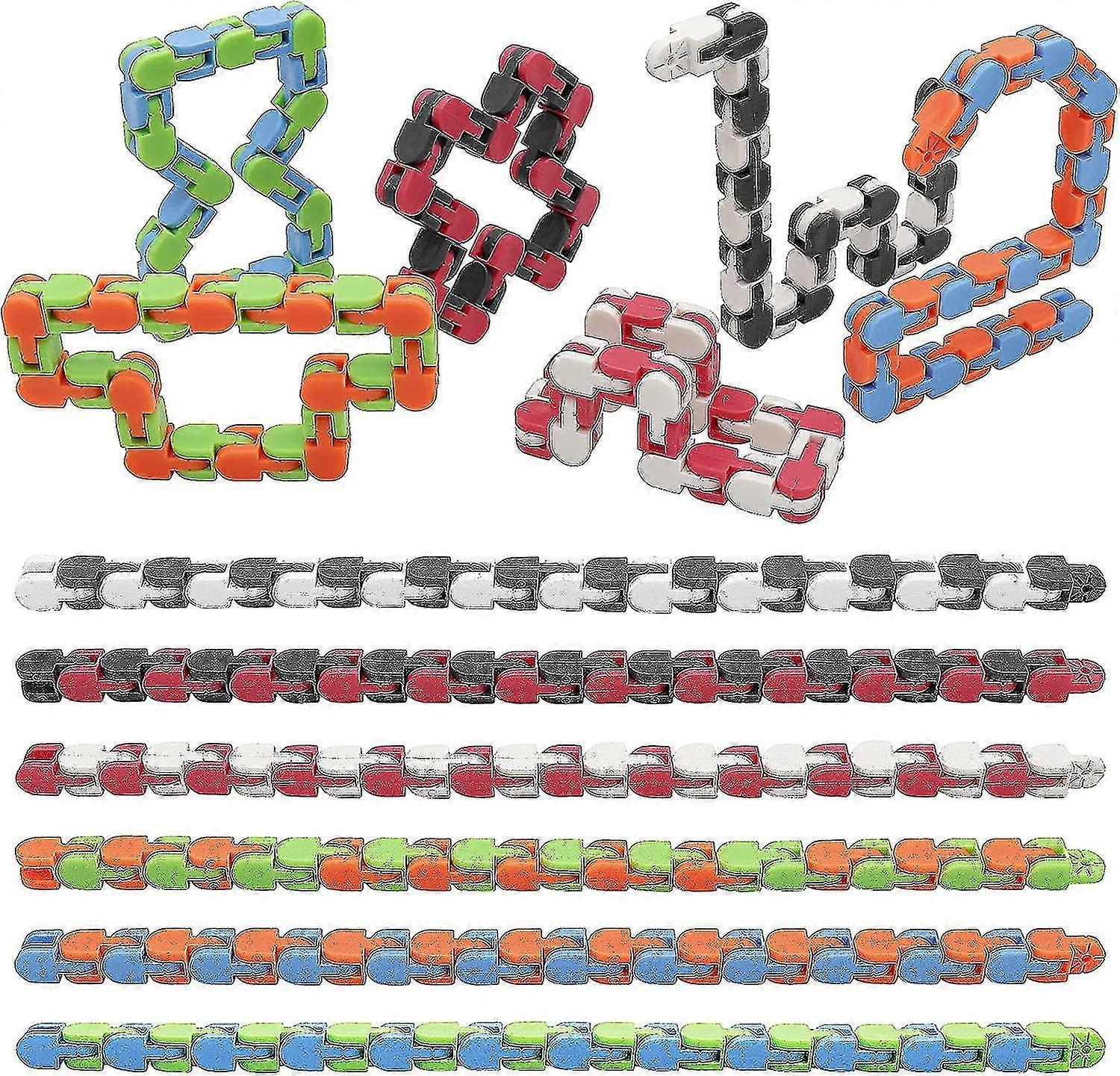 18 Pack Wacky Tracks Snap And Click Fidget Toys Finger Sensory Toys, 24 Links Snake Puzzles For ...