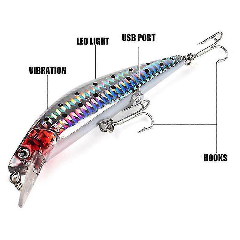 Electric Fishing Lure Vibration Swimbait With Led Light Usb ...