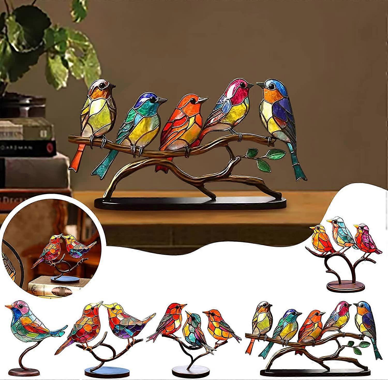 Colorful Birds Ornament UK Tabletop Bird Decoration, Modern Style Metal ...