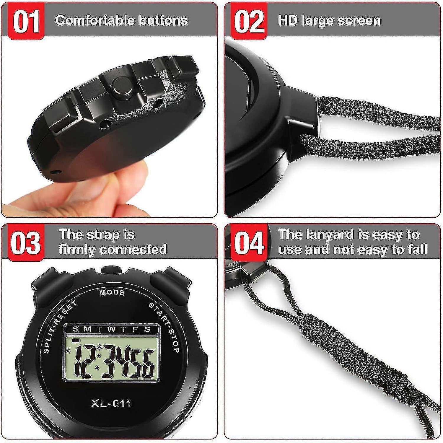 3 Pieces Sports Timer Date And Time Function Shockproof Waterproof ...