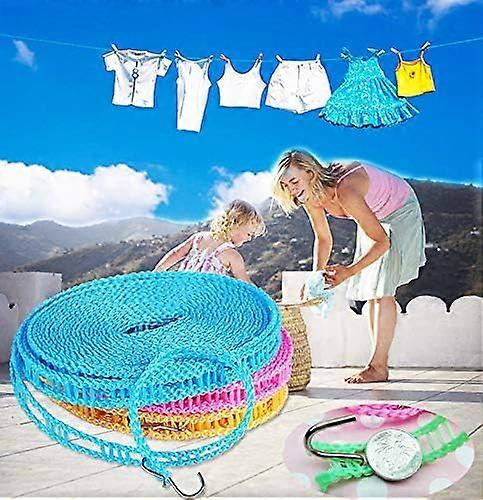 5m Blue Washing Line Expandable Washing Line Outdoor Camping Non-Slip ...