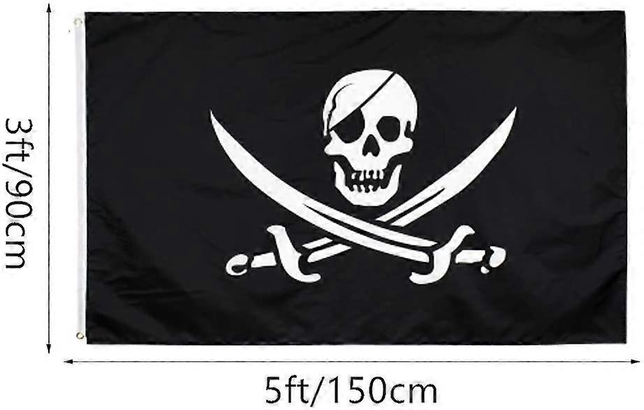 3x5 FT Pirate Flags - Red Scarf Flags Jolly Roger Flags - Halloween ...