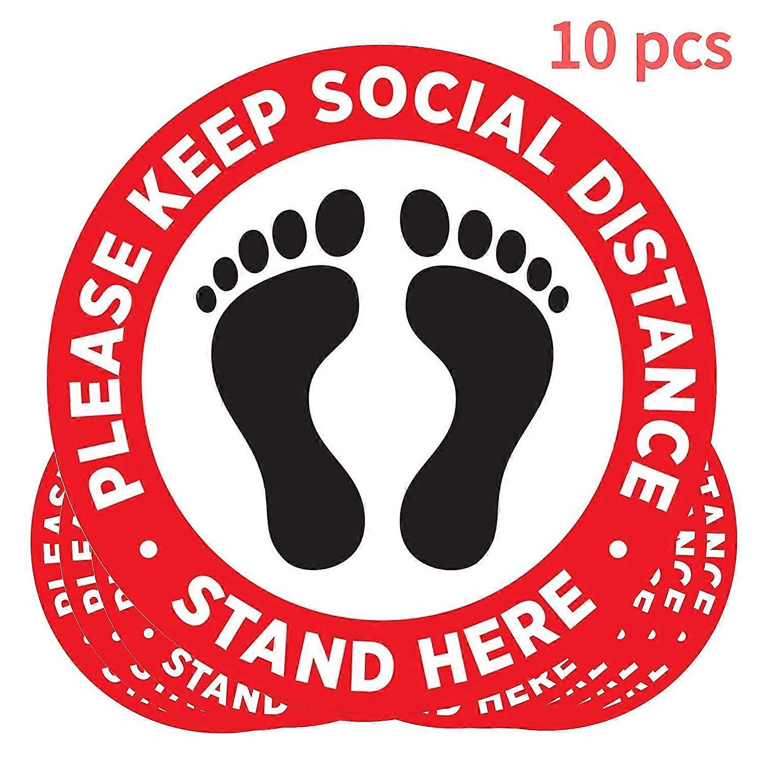 Social Distancing Floor Signs Decals [10 Pack]Stand Here Floor Stickers ...