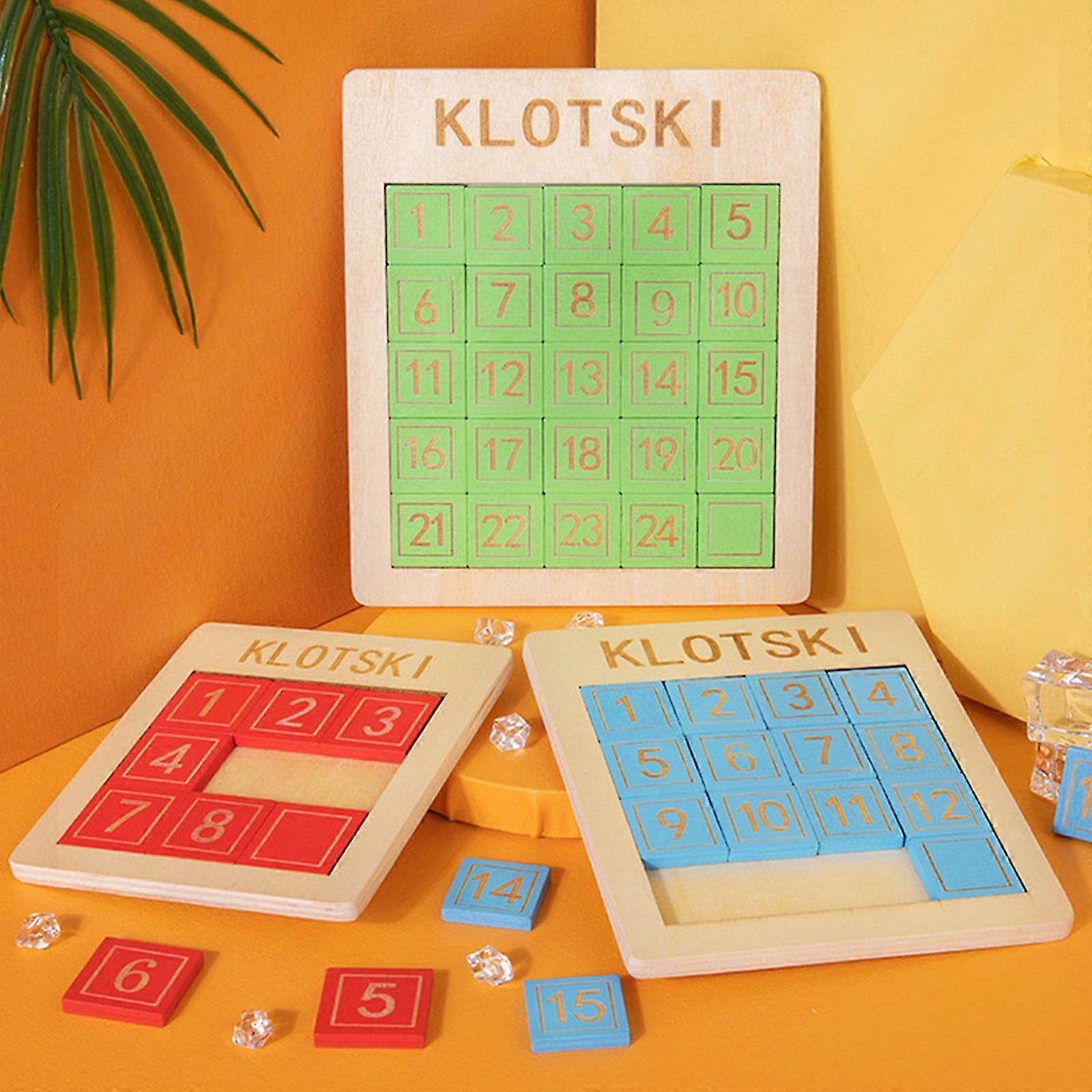Wooden Klotski Sliding Puzzle Board Teaching Aids For Toddlers 3 4 5 ...