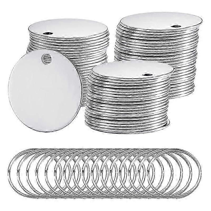 100 Pack Round Stamping Blanks Stainless Steel Blank Tags with Hole ...