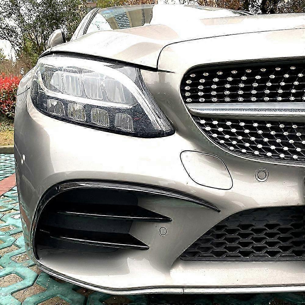 ABS Glossy Black Front Bumper Lower Grille Frame Fog Light Cover Trim for C Class W205 C200 C260 ...