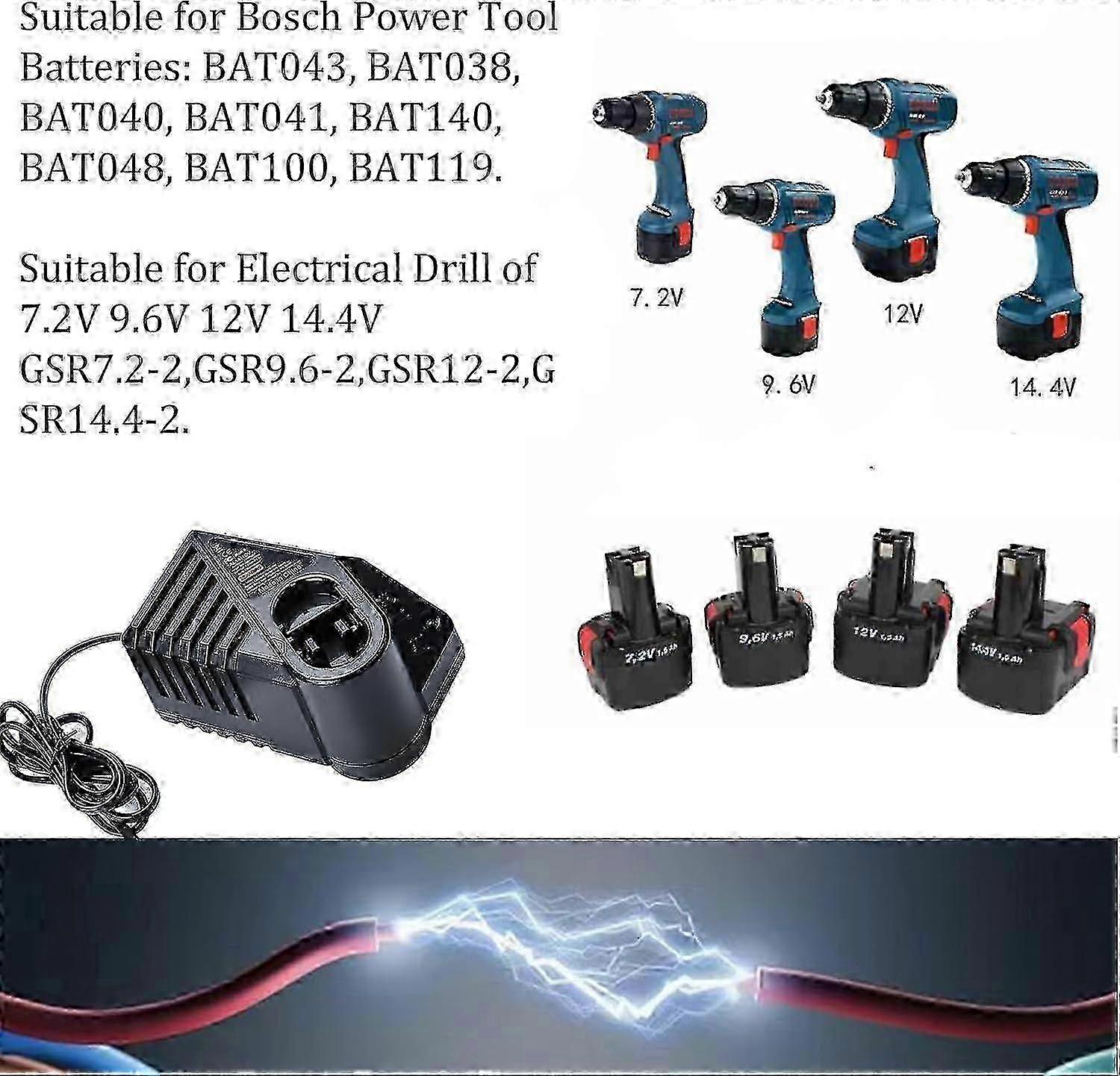 Ni-CD Ni-MH Battery Charger for Bosch, 7.2V 9.6V 18V 14.4V AL1411DV Battery Charger for BAT038 ...